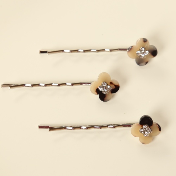 LOOK AROUND | Accessories | 3nwt Tortoise Shell Rhinestones Gold Bow ...